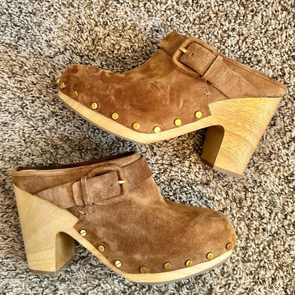 Veronica Beard | Shoes | Veronica Beard Dacey Suede Heeled Clog | Poshmark